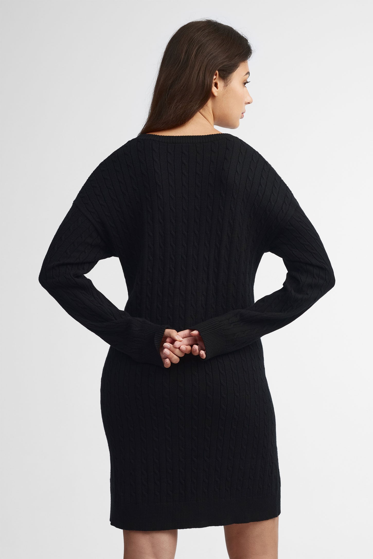 Robe Col En V Tricot Câble Femme