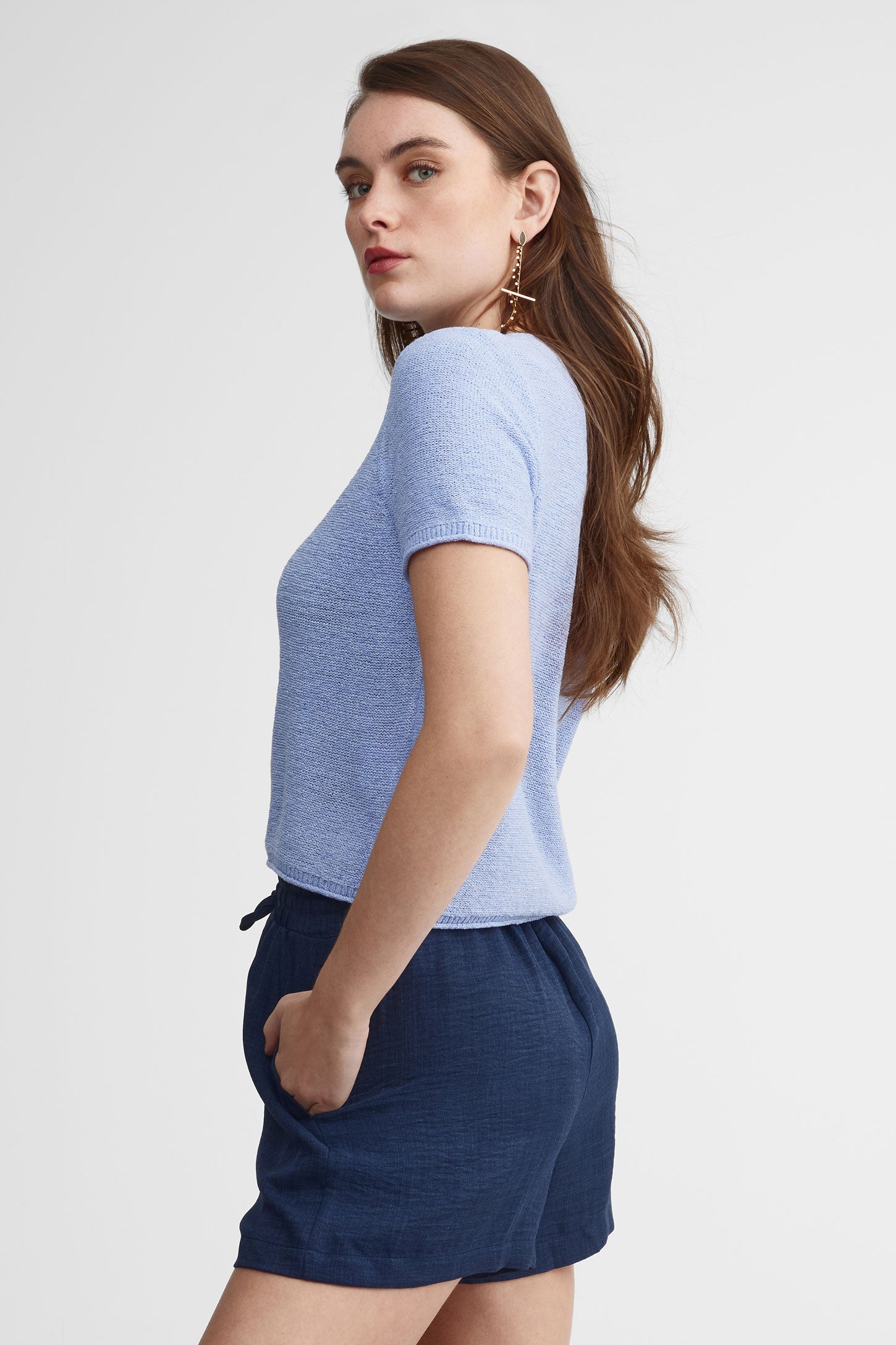 T-shirt col rond tricot - Femme