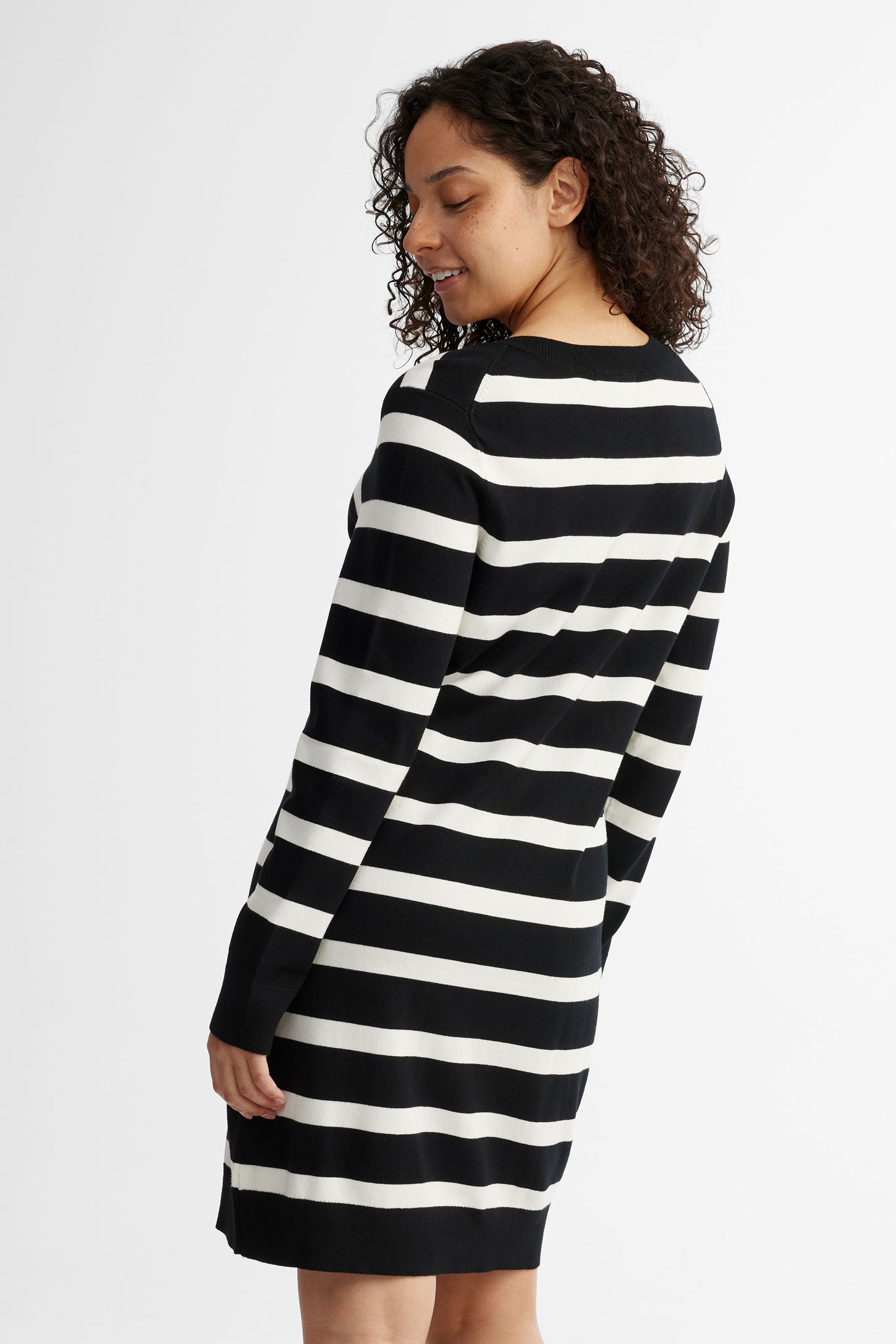 Robe col en V manches longues tricot - Femme