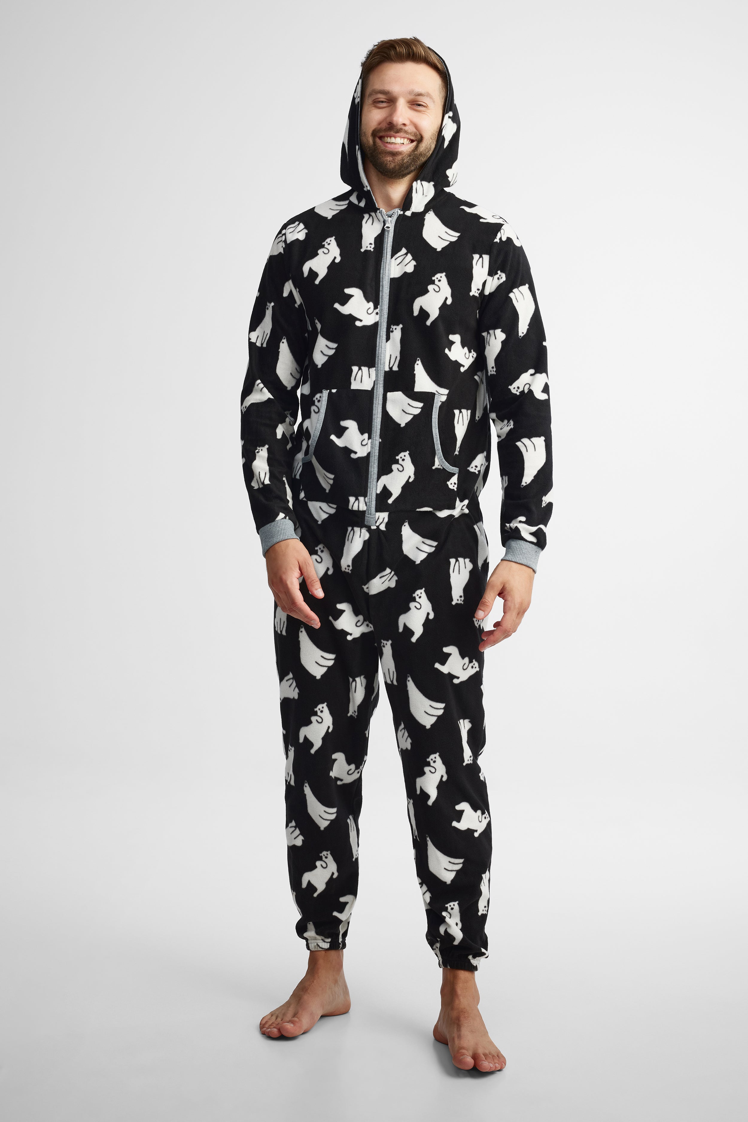 Pyjama 1-pièce à capuchon en micropolar - Homme