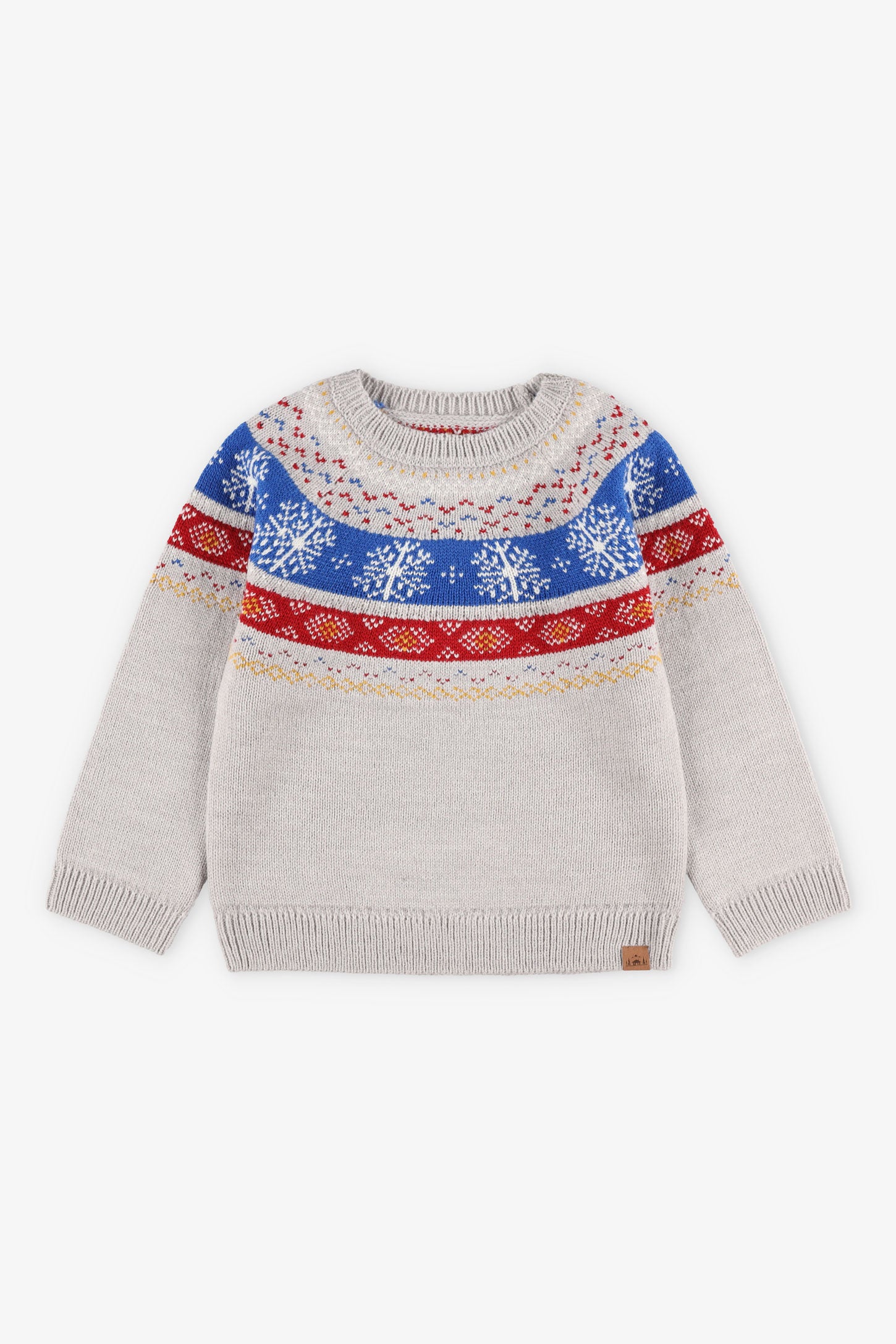 Chandail col rond tricot Fair Isle - Enfant fille