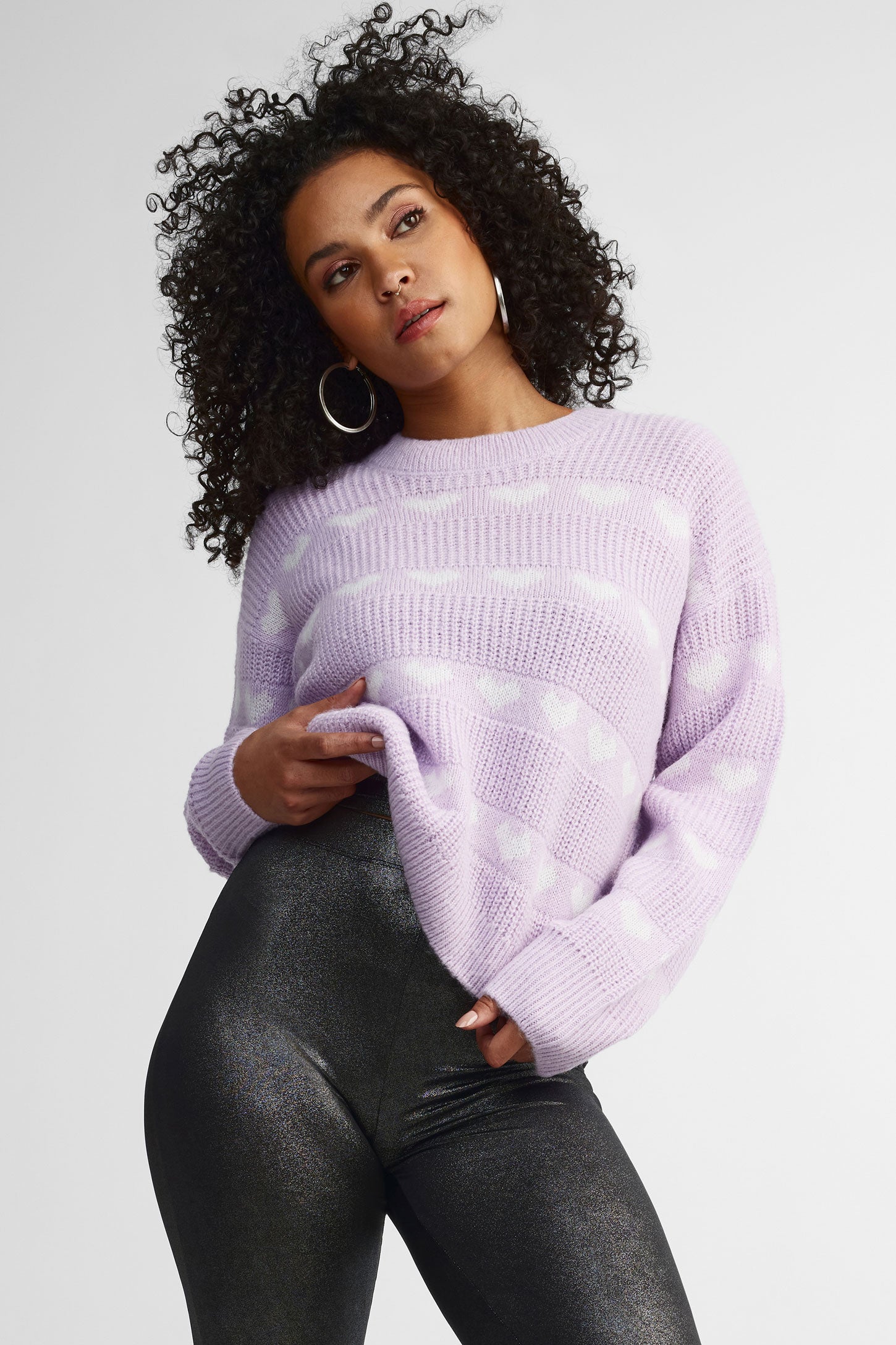 Chandail col rond tricot jacquard - Femme