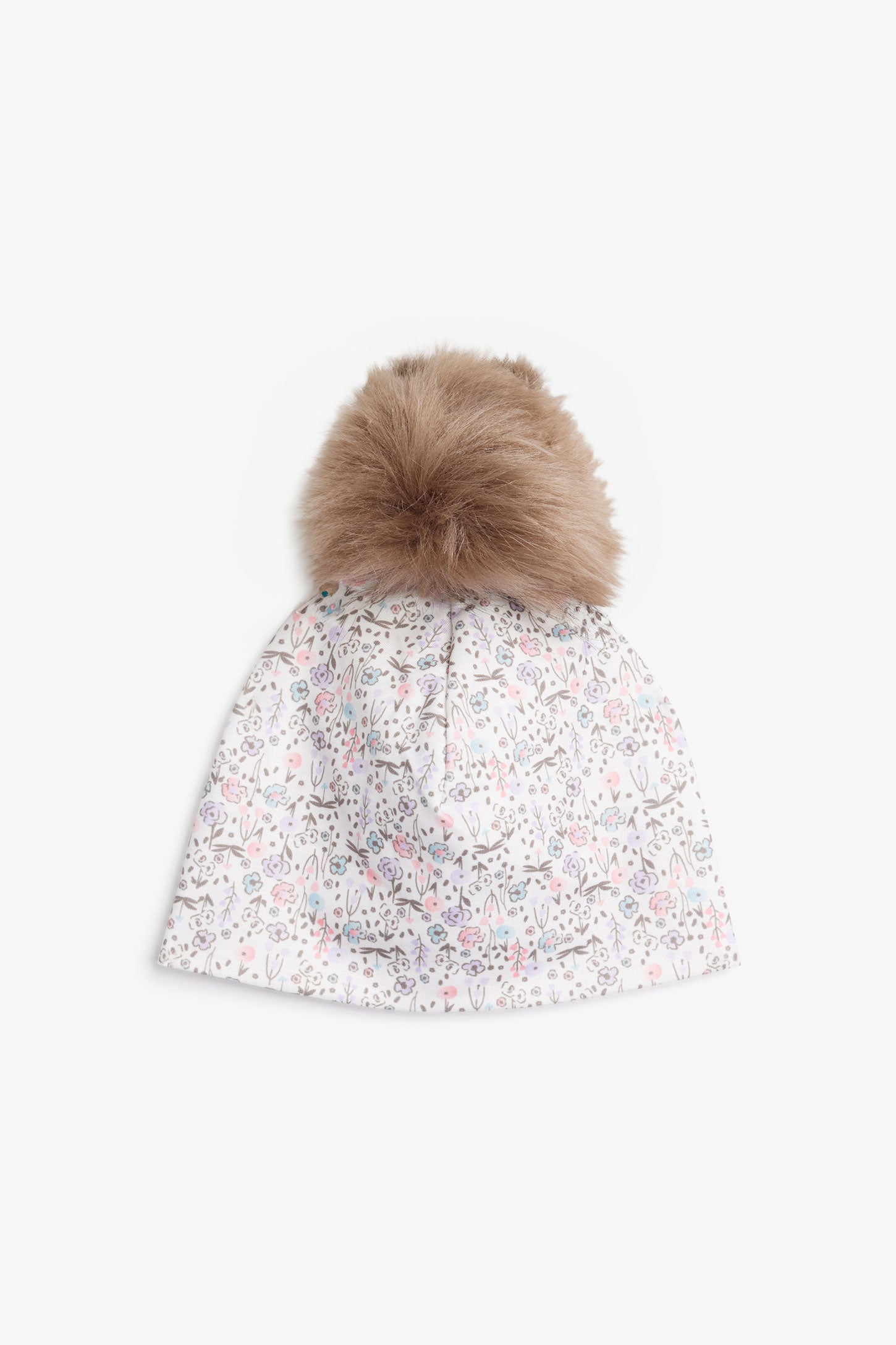 Lined toque with faux fur pompom - Baby girl