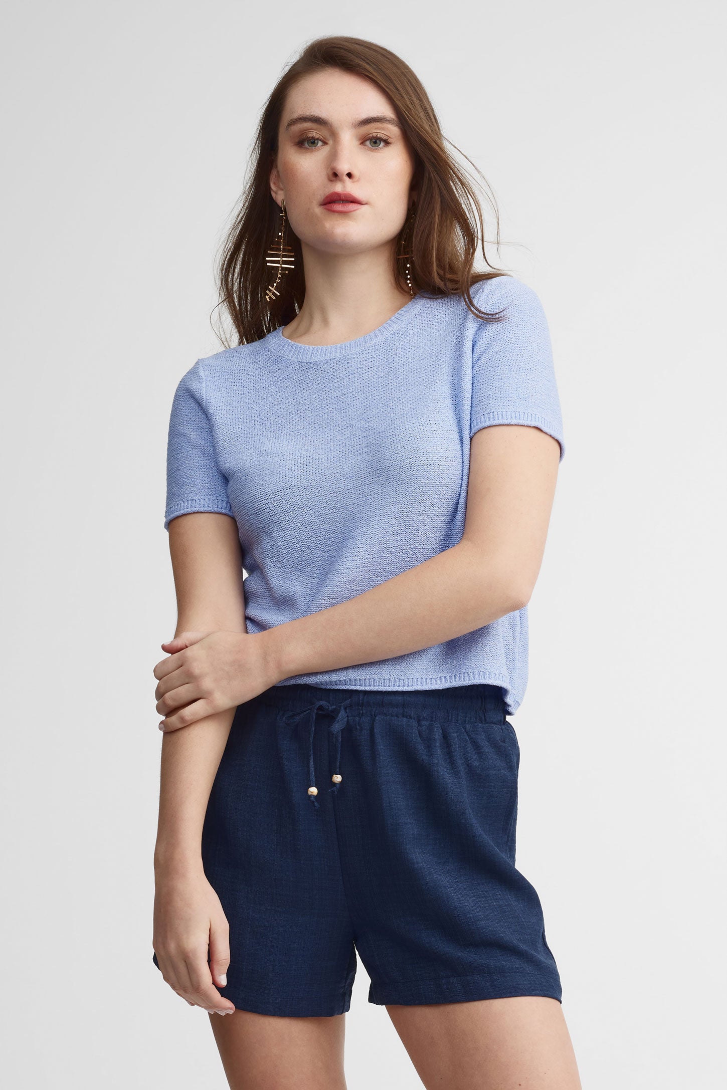 T-shirt col rond tricot - Femme