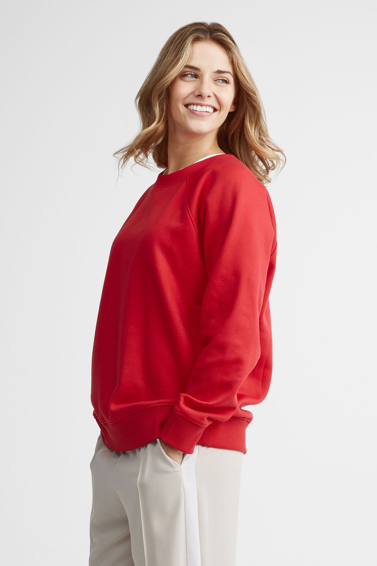 Chandail col rond coton ouaté - Femme