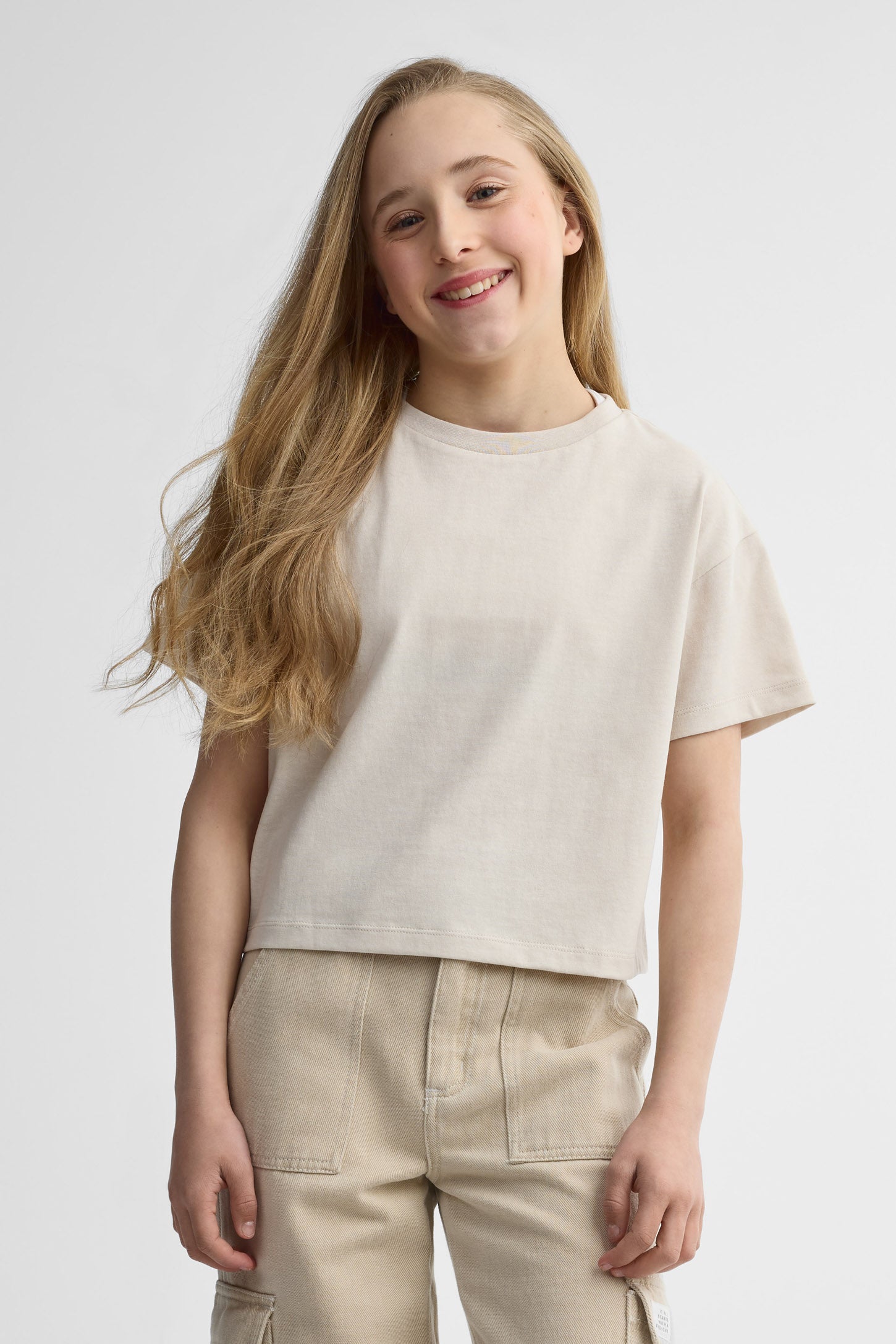 T-shirt col rond coupe ample coton - Ado fille